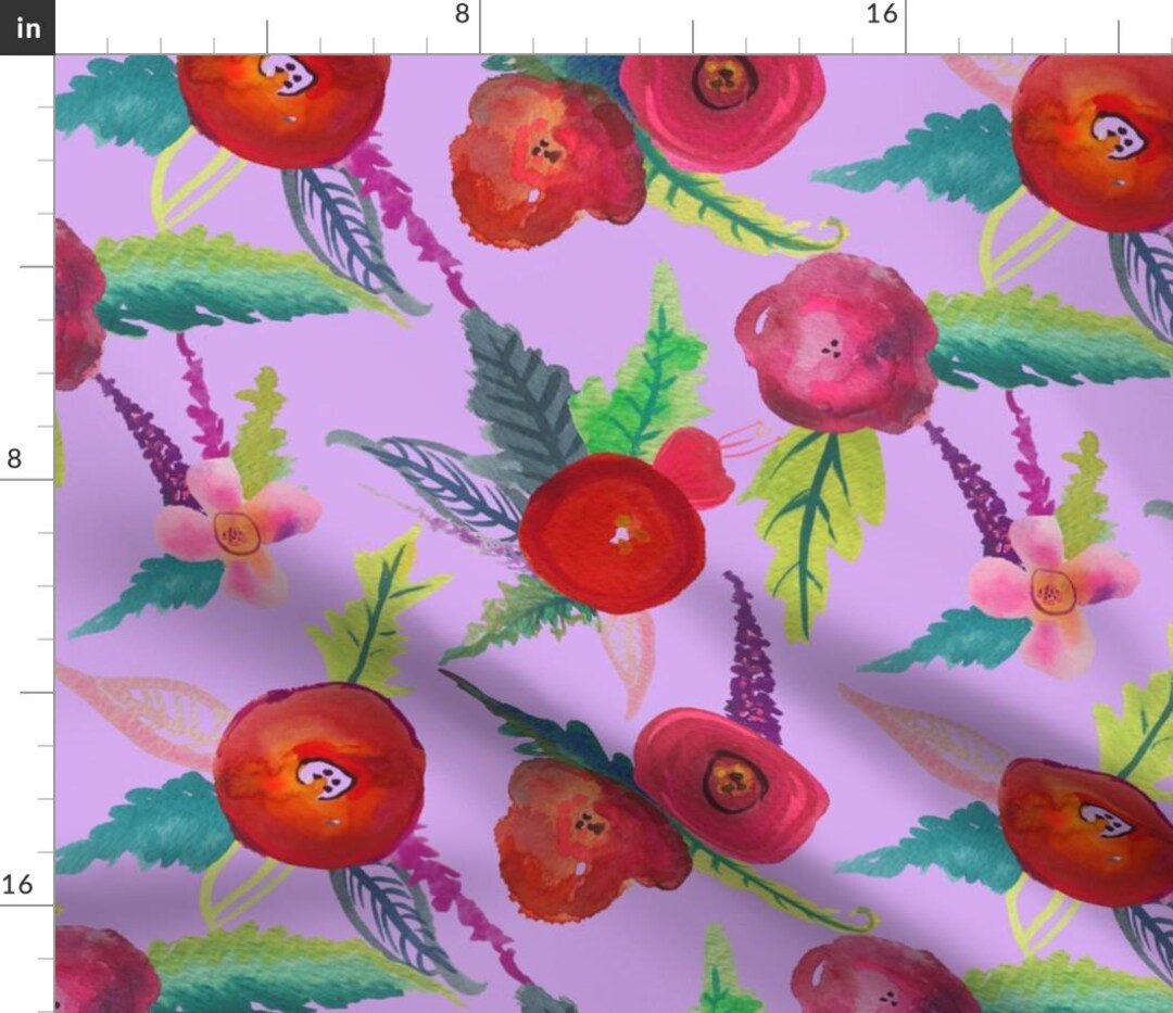 Tropical Flower Fabric Island Poppies // Bright Violet by Theartwerks ...