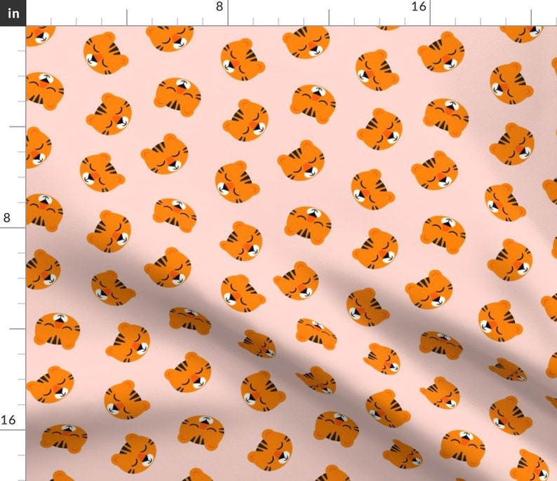 Tiger Orange Animal Pattern Fabric Cute Tigers Pink - Etsy