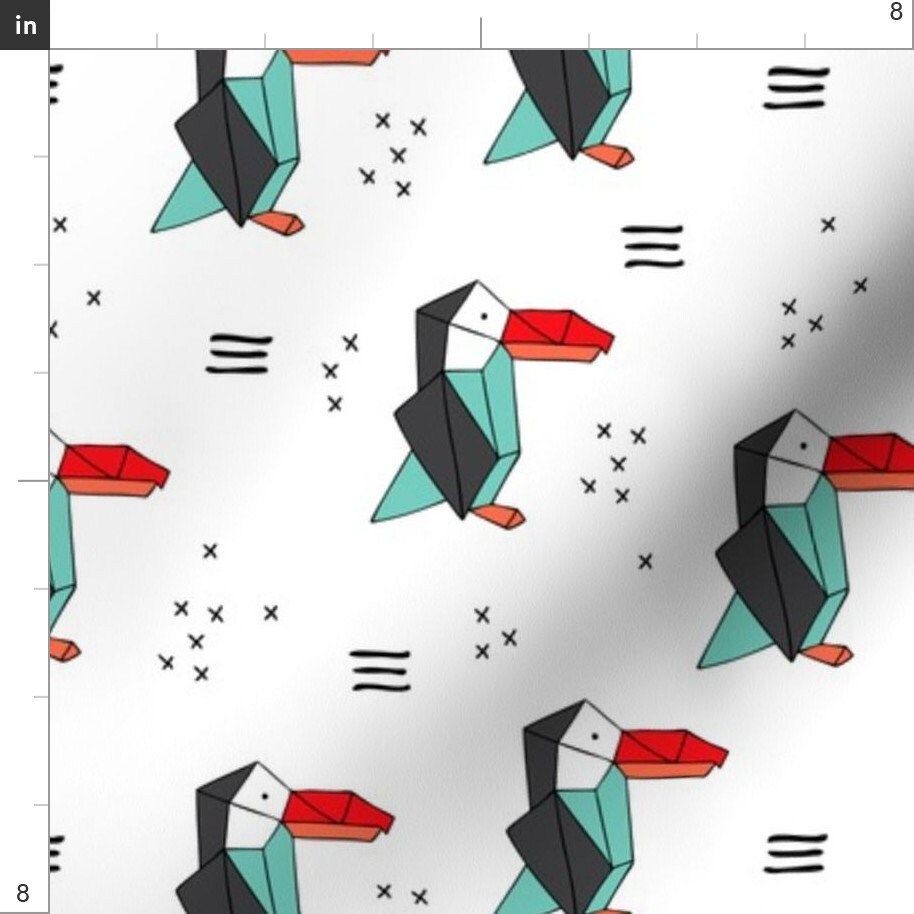 Geometric Toucans Fabric Origami Puffin Toucan Penguin Birds | Etsy