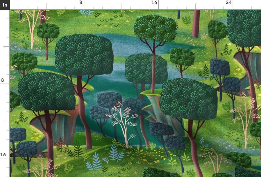 Forest Fabric - Emerald Forest Fantasy Large by Vinpauld - Emerald ...