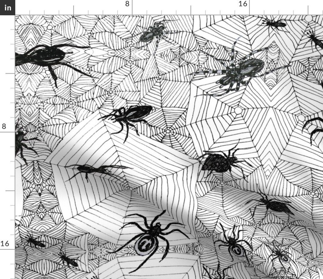 Creepy Crawly Spiders Fabric Creepy Crawlies by Linsart - Etsy