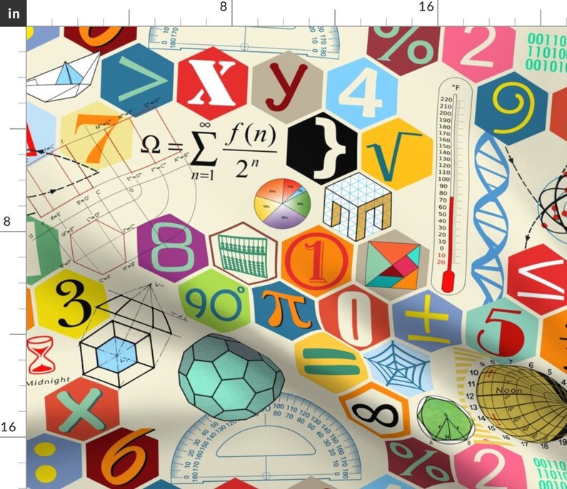 Math Fabric Math in Color by Chicca Besso Mathematics - Etsy Australia