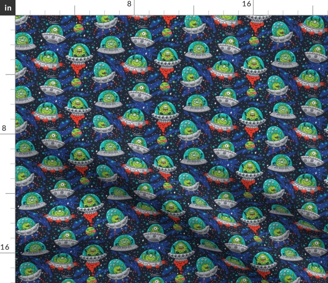 UFO Space Fabric Ufo by Penguinhouse Space Galaxy Aliens Kids Boys ...