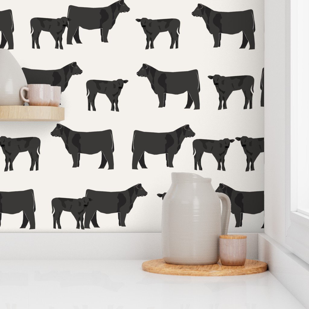 Angus Wallpaper Black Angus Fabric Cattle by Petfriendly - Etsy