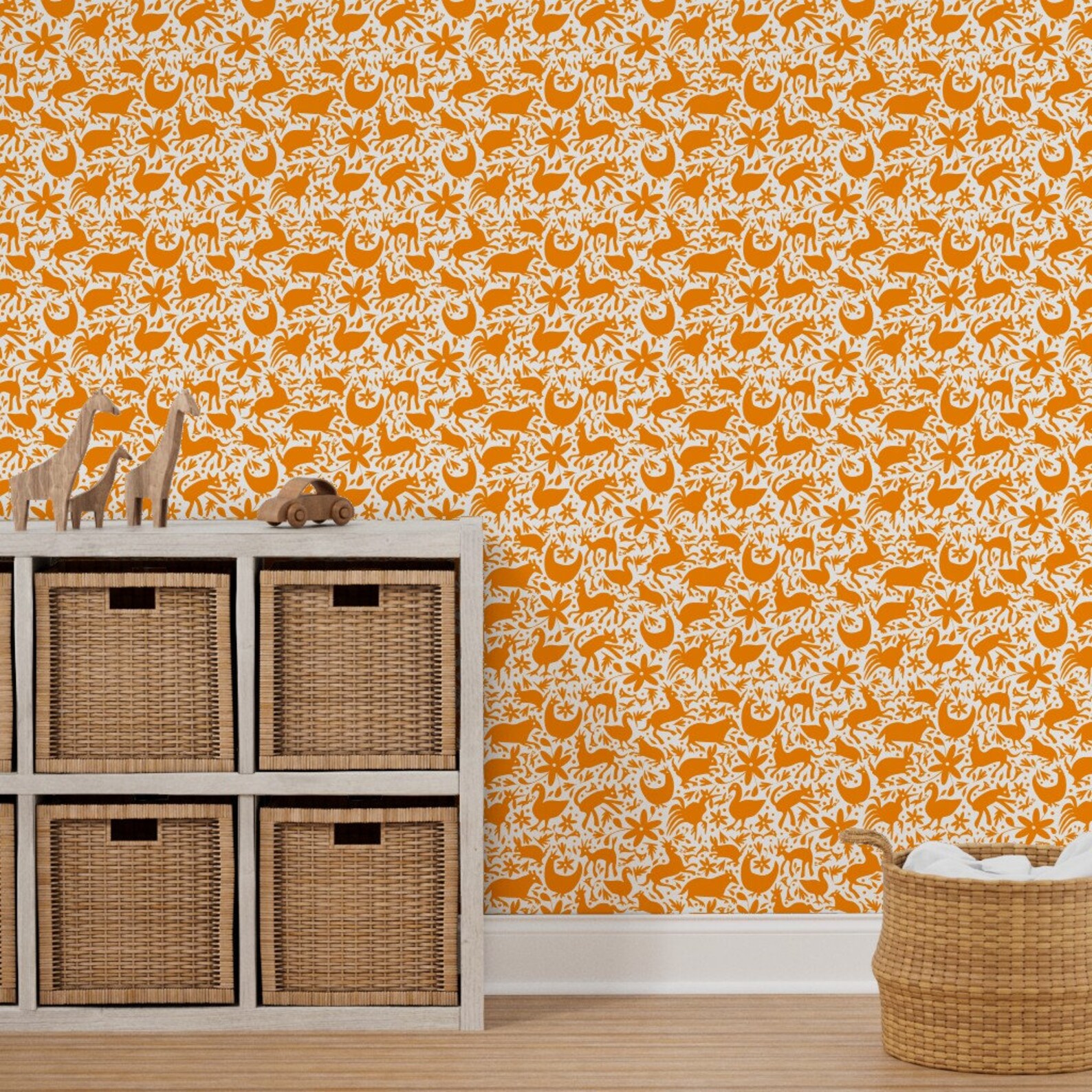 Deer Wallpaper Mexico Springtime Orange White Large Scale by - Etsy
