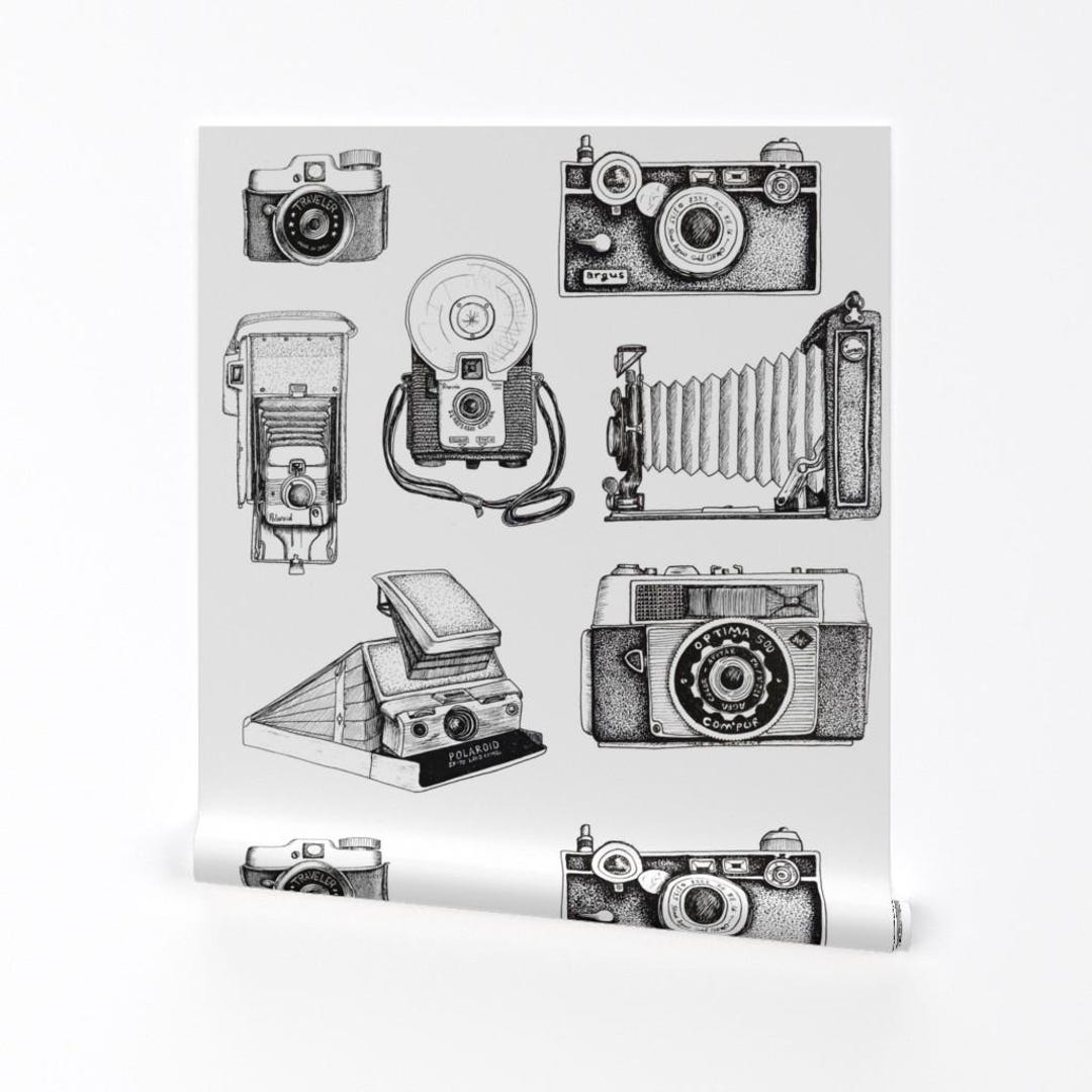 Cameras Wallpaper - Vintage Cameras by Adifferentplaceandtime - Black ...