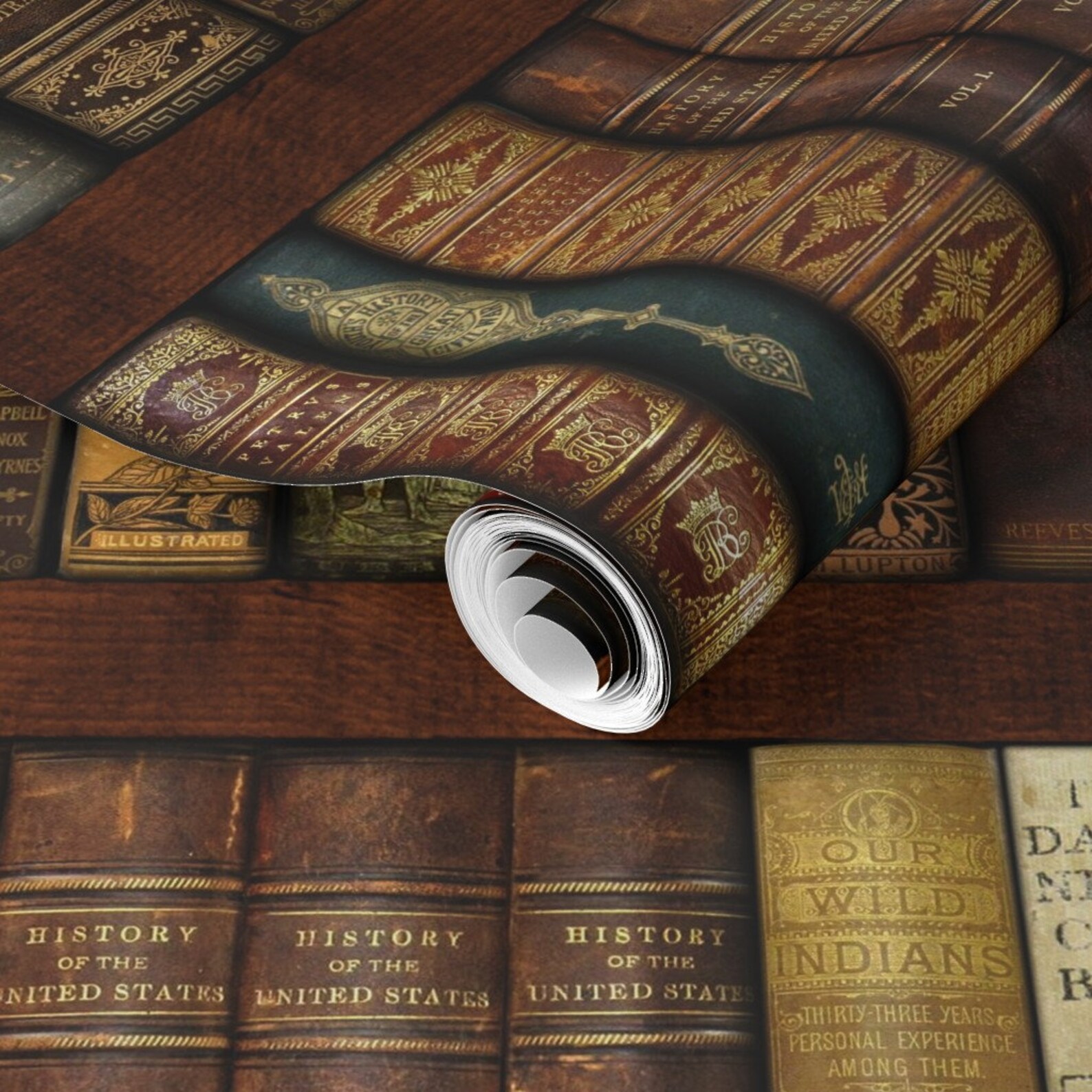 Vintage Library Wallpaper Instant Bookcase by - Etsy