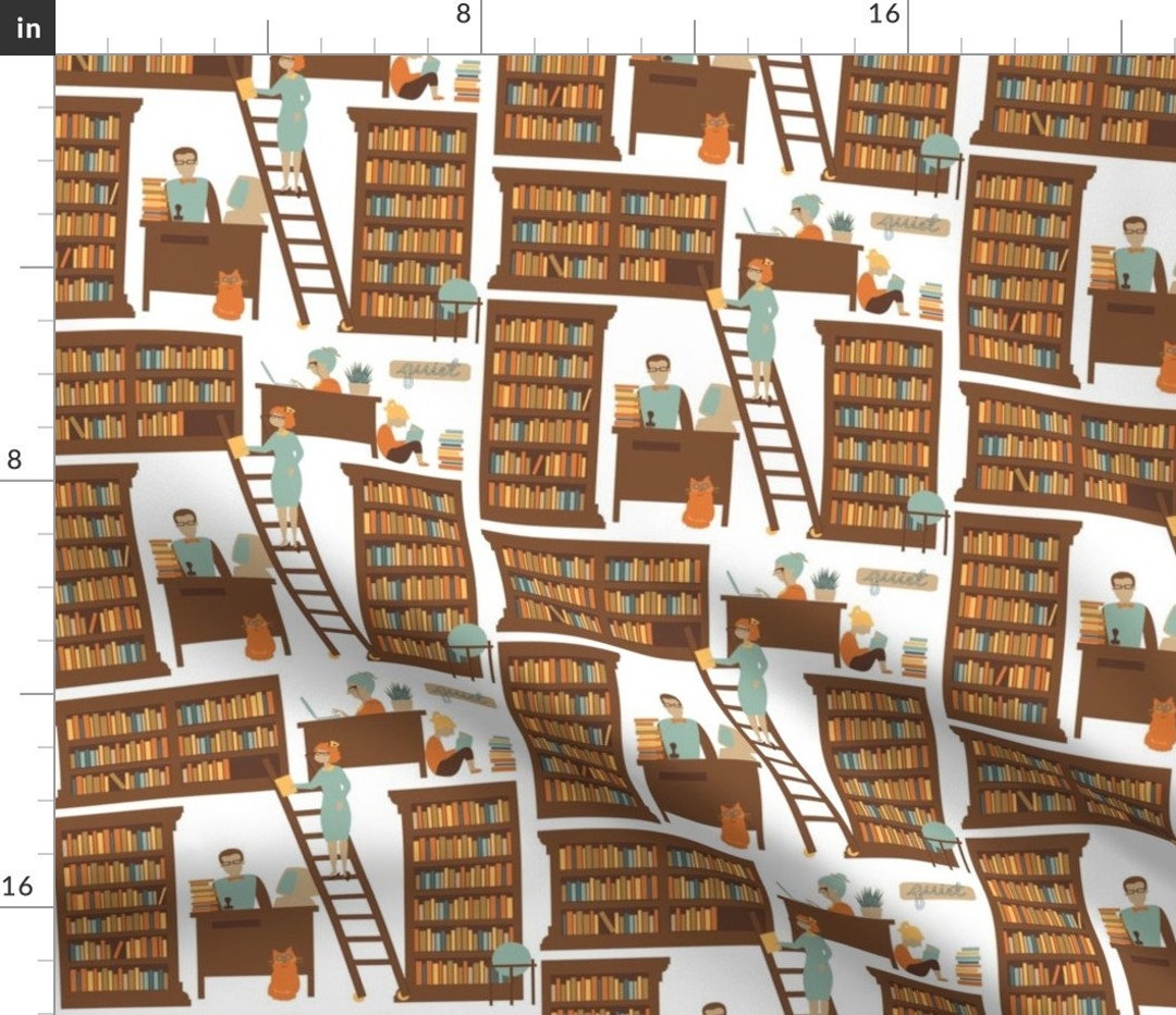 Librarians at Work Fabric Librarians at Work by Laurawilson Library ...