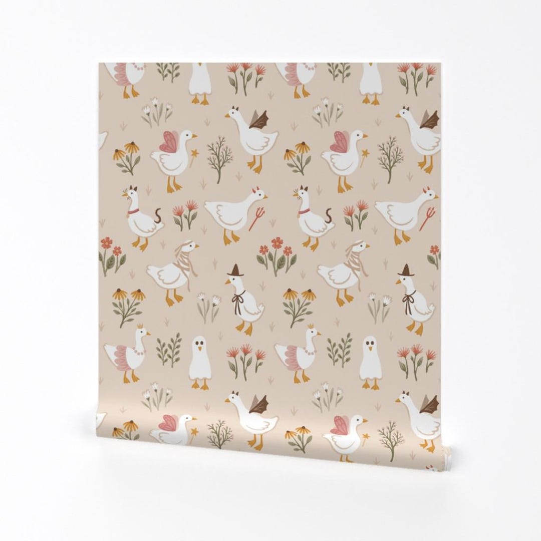 Whimsical Halloween Removable Peel and Stick Wallpaper - Vintage Floral ...