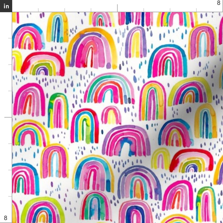Rainbow Fabric - Rainbows by Ninola-design - White Multicolor Kids ...