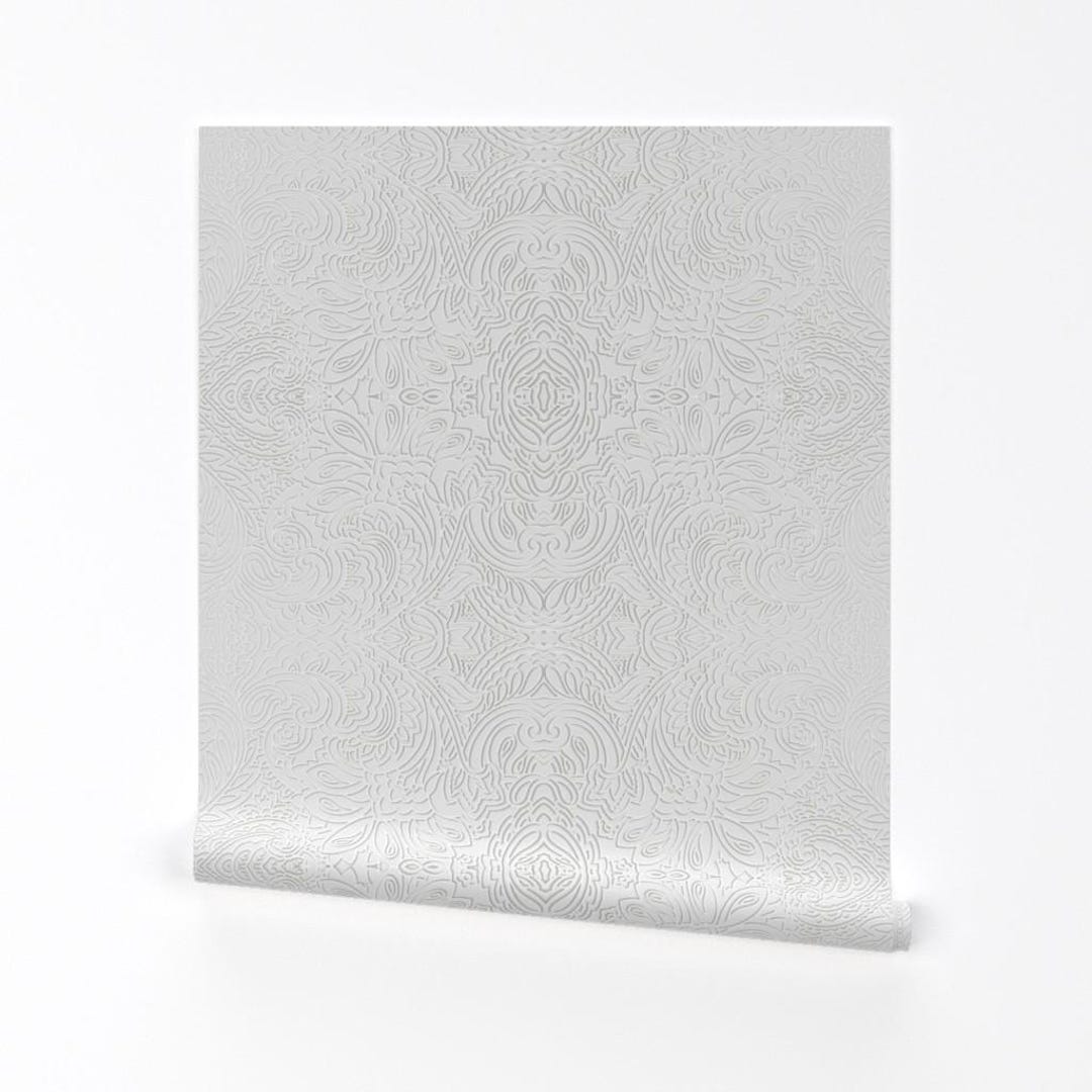Paisley Wallpaper - White on White by Whimzwhirled - Neutral Tonal ...