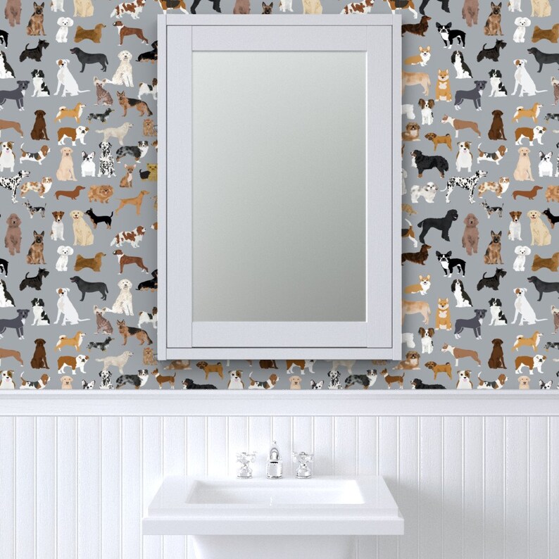 Dogs Wallpaper Gray Cute Dog Breed Design by Petfriendly - Etsy