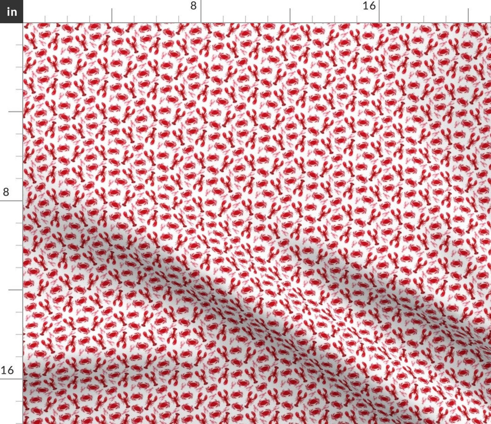 Crustacean Fabric Crabs and Lobsters by Andrea Lauren Red | Etsy
