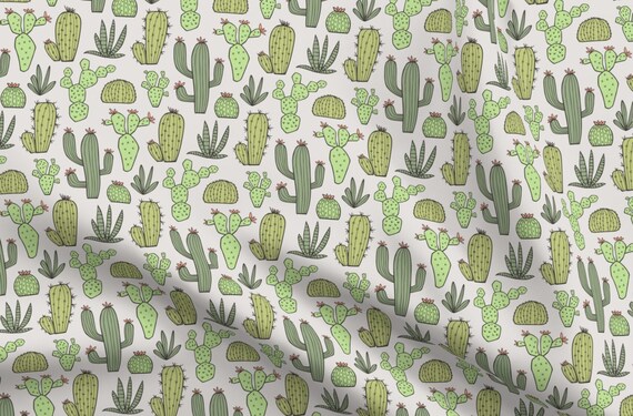 Cactus Fabric Cacti Cactus In Green By Caja Design Cactus | Etsy
