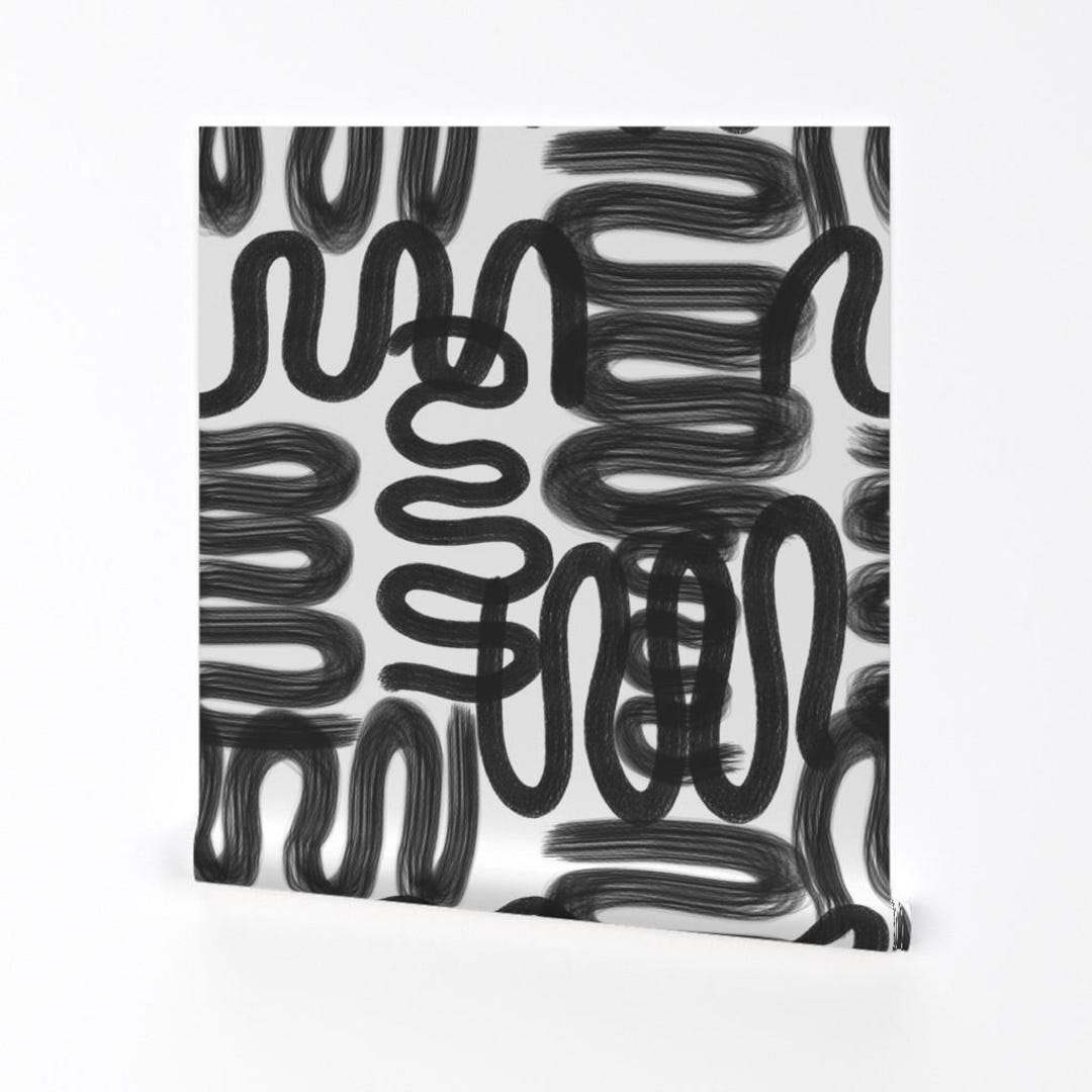 Graffiti Wallpaper - Graffiti Squiggle in Black on White by Danika ...