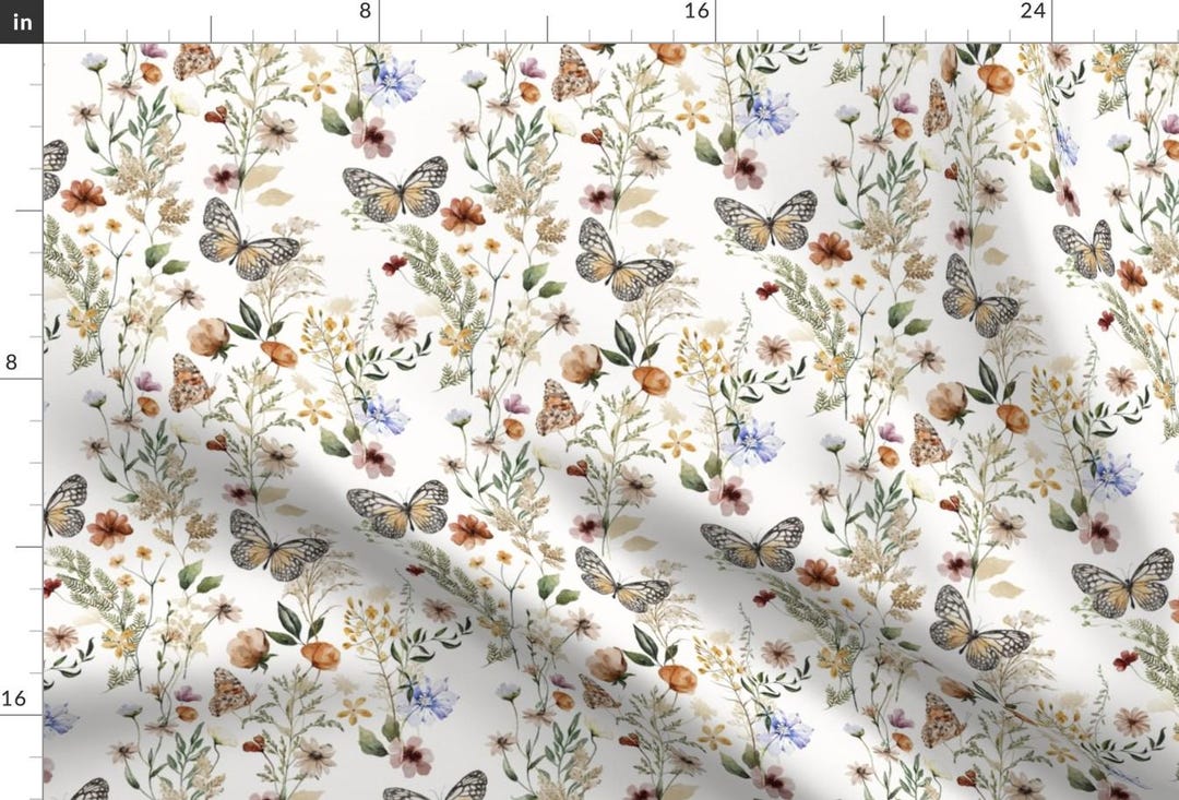 Cottagecore Fabric - Meadowscape Floral by Hipkiddesigns - Wildflowers ...