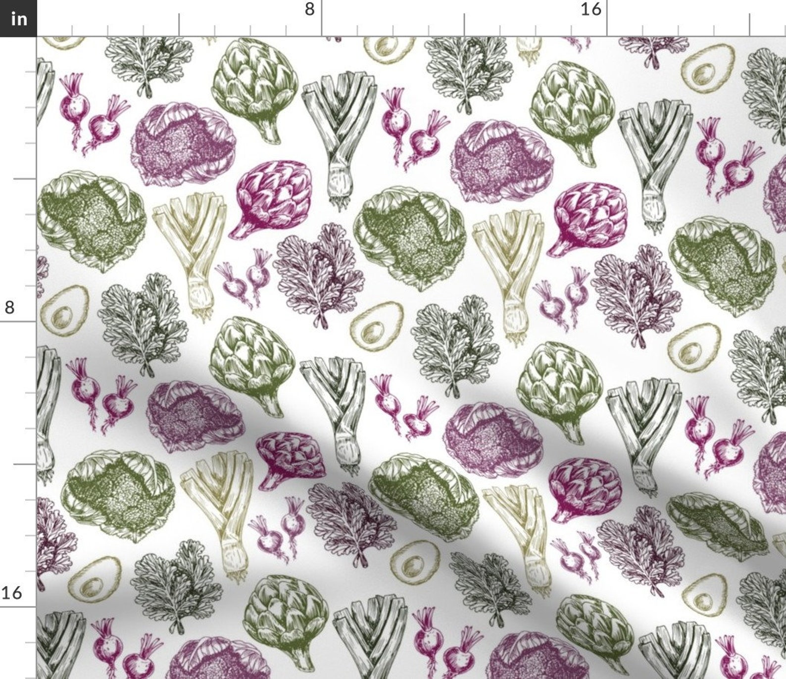 Modern Kitchen Vegetable Fabric Organic Vegetables by - Etsy