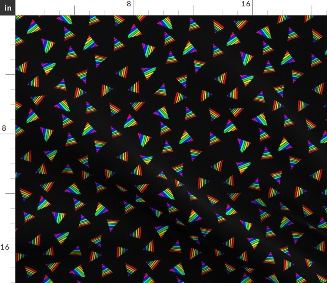 Lgbtq Fabric Rainbow Striped Triangles on Black Small by Thin Line ...