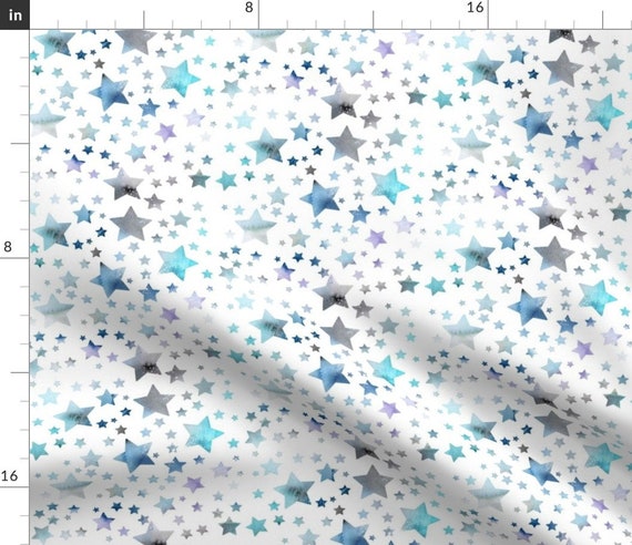 Blue Watercolor Star Fabric Stars Watercolour Blue by | Etsy