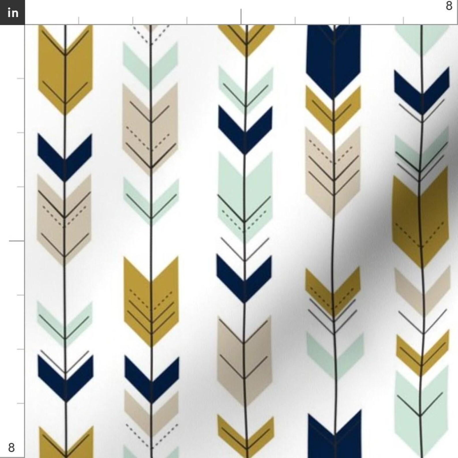 Arrow Fabric - Fletching Arrows (small Scale) Mint/tan/gold/navy by ...