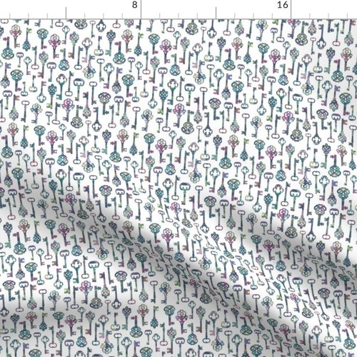 Vintage Skeleton Key Fabric Stylized Antique Keys on White - Etsy