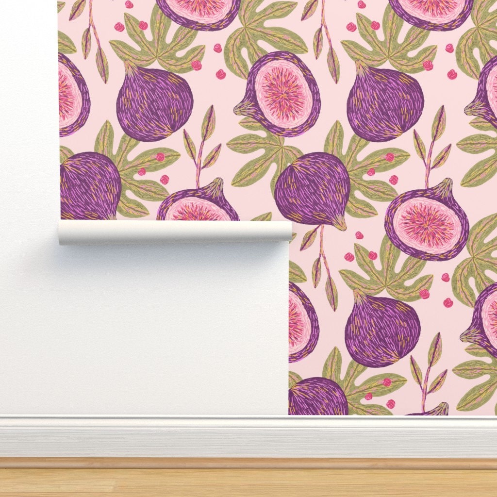 Botanical Figs Wallpaper Figs Embroidery by Kondratya - Etsy