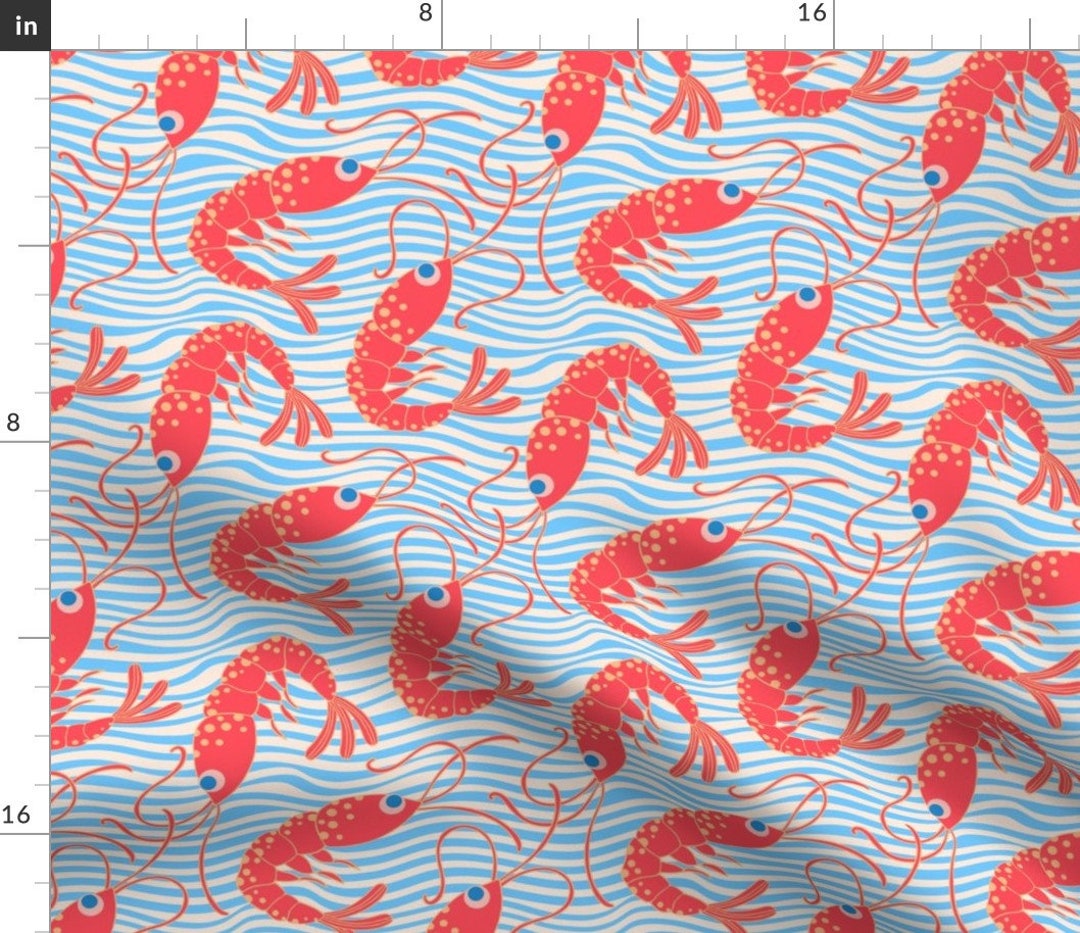 Red Shrimp Apparel Fabric Summer Shrimp by Unblinkstudio-by ...