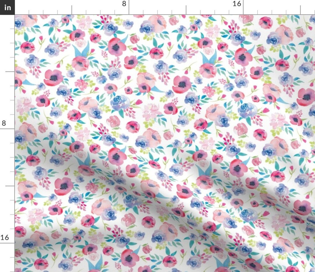 Pastel Flowers Fabric Watercolor Floral Boho Spring Floral - Etsy