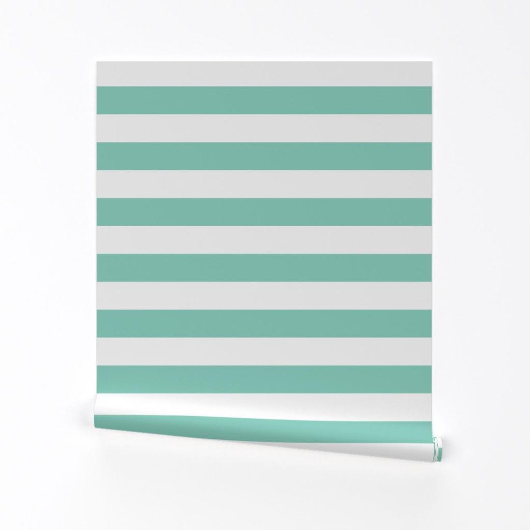Stripe Wallpaper - Aqua Wide Stripes by Sweetzoeshop - Preppy Nursery ...