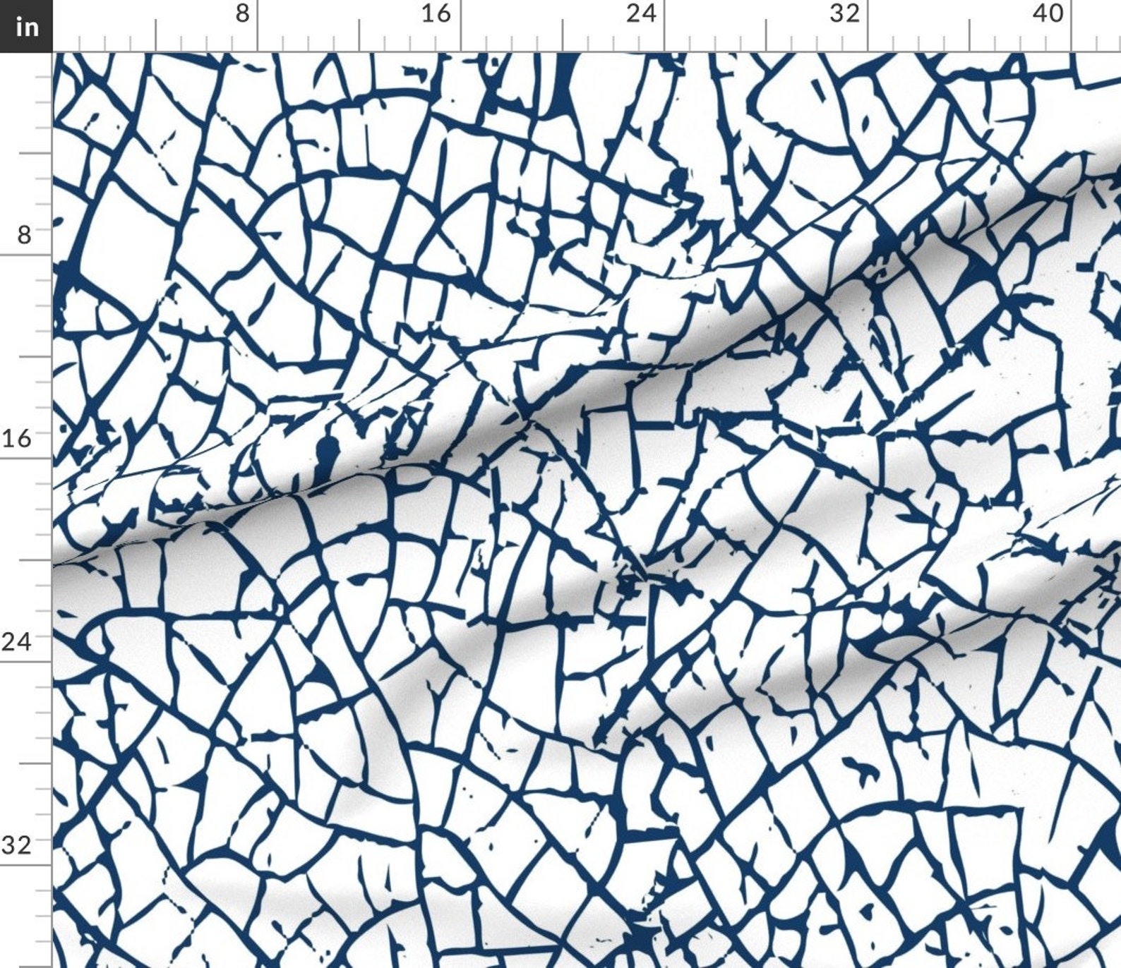 Blue and White Crackle Fabric Navy on White Crackle - Etsy