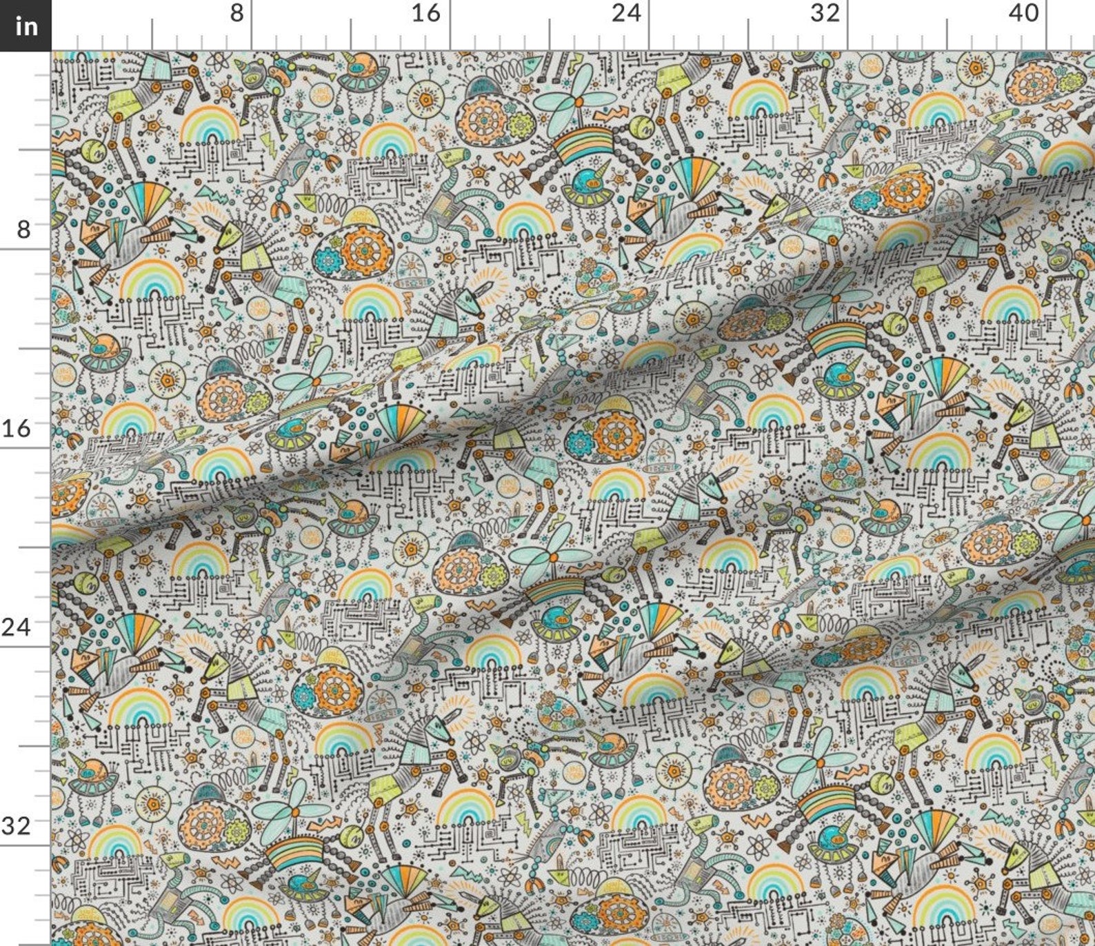 Nursery Illustration Gender Neutral Fabric Unicorn Science | Etsy