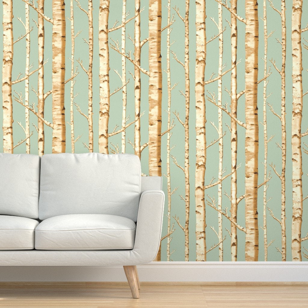 Birch Tree Wallpaper Birch Grove in Sunshine by | Etsy