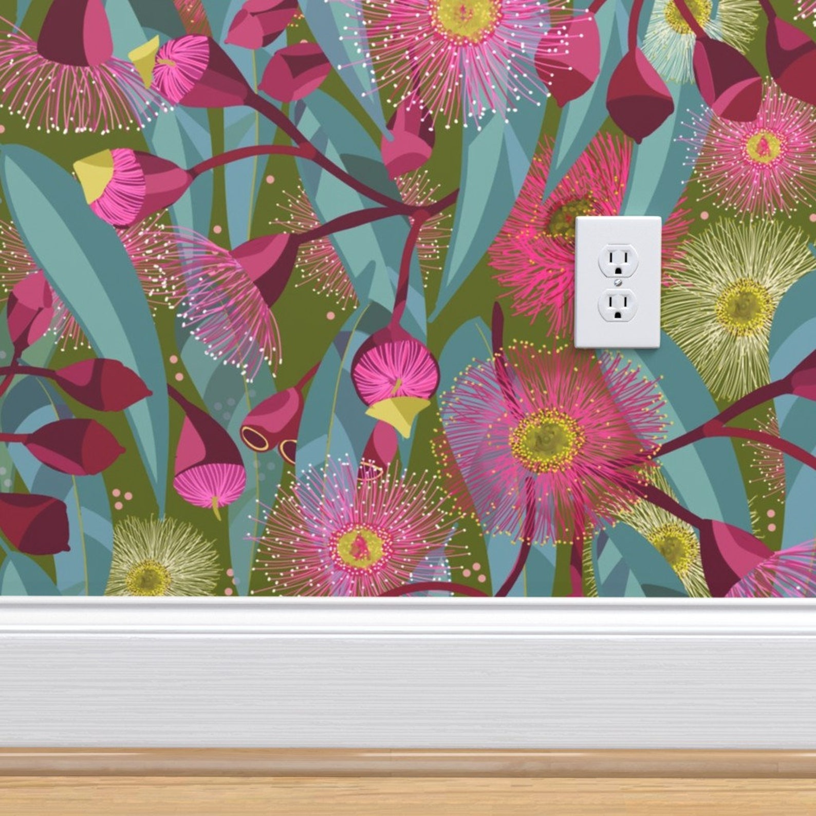 Australian Floral Wallpaper Eucalyptus Bloom by Hnldesigns - Etsy