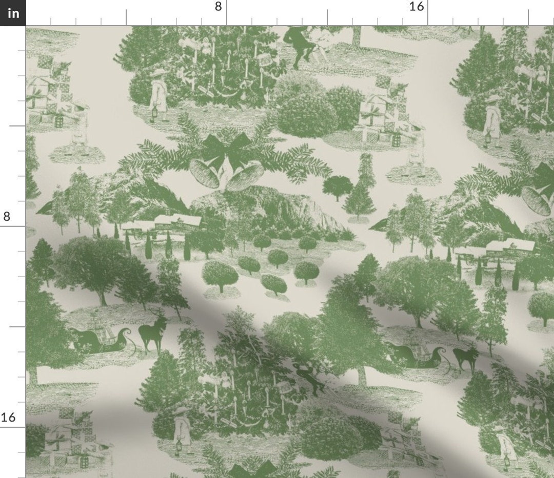 Christmas Toile Fabric Winter Wonderland by Dolphinandcondor Vintage ...