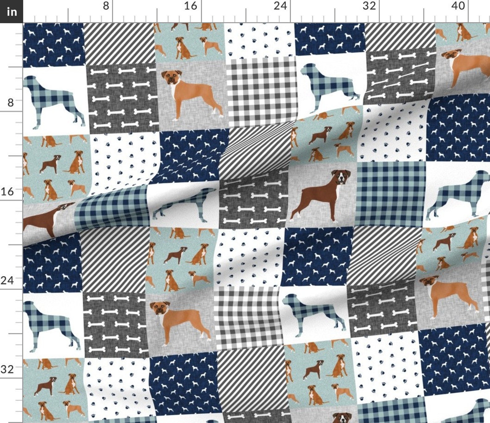 Boxer Dog Fabric Boxer Pet Quilt B Dog Breed Nursery Cheater | Etsy