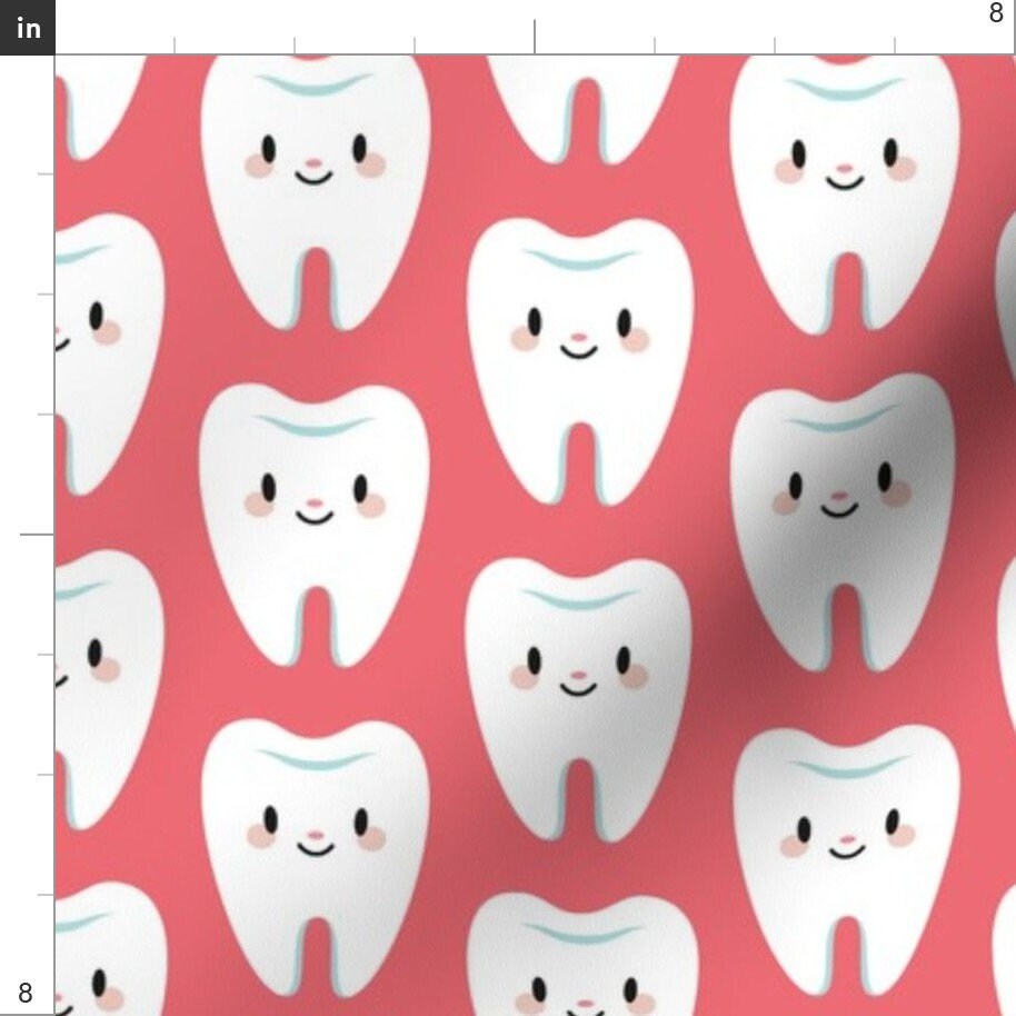 Kawaii Dentist Dental Tooth Fabric Cute Little Molar Teeth - Etsy