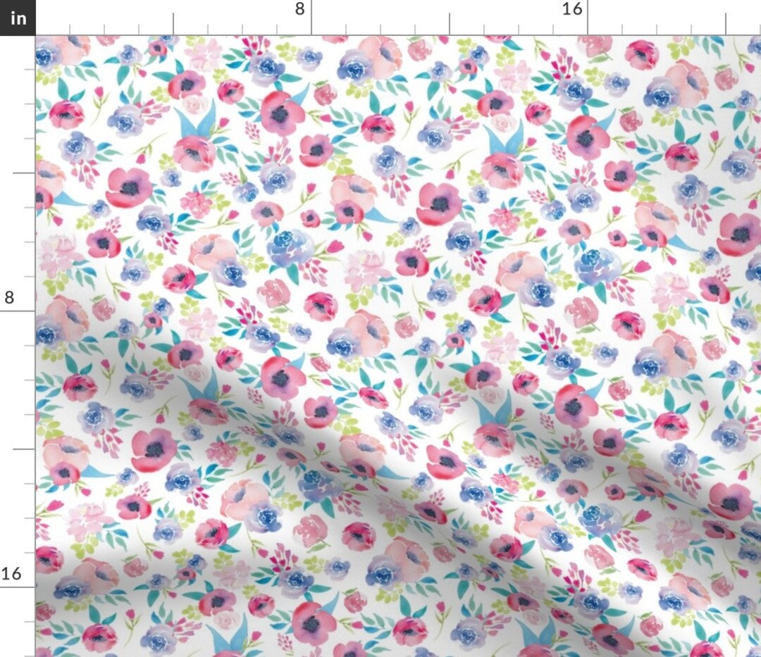 Pastel Flowers Fabric Watercolor Floral Boho Spring Floral by ...