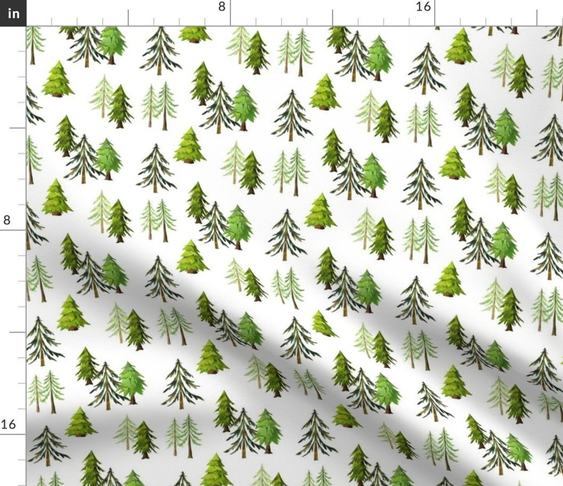 Forest Fabric Pine Tree Forest Woodland Trees Small Scale | Etsy