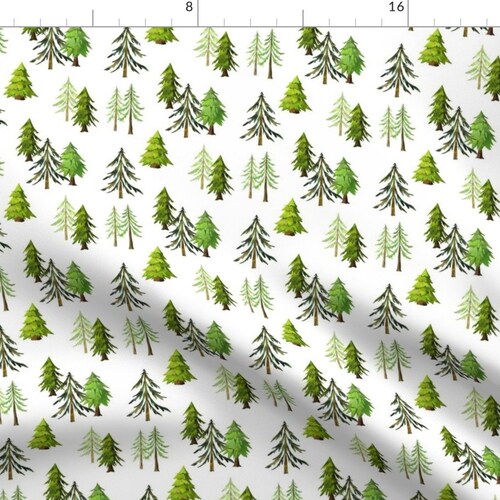 Forest Fabric Pine Tree Forest Woodland Trees Small Scale | Etsy