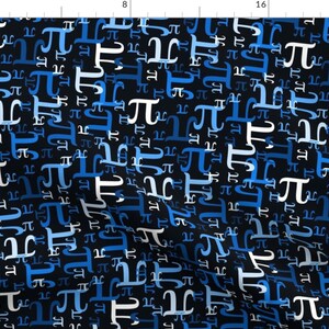 Pi Day Fabric Pieces of Pi black Blue by Robyriker Pi - Etsy