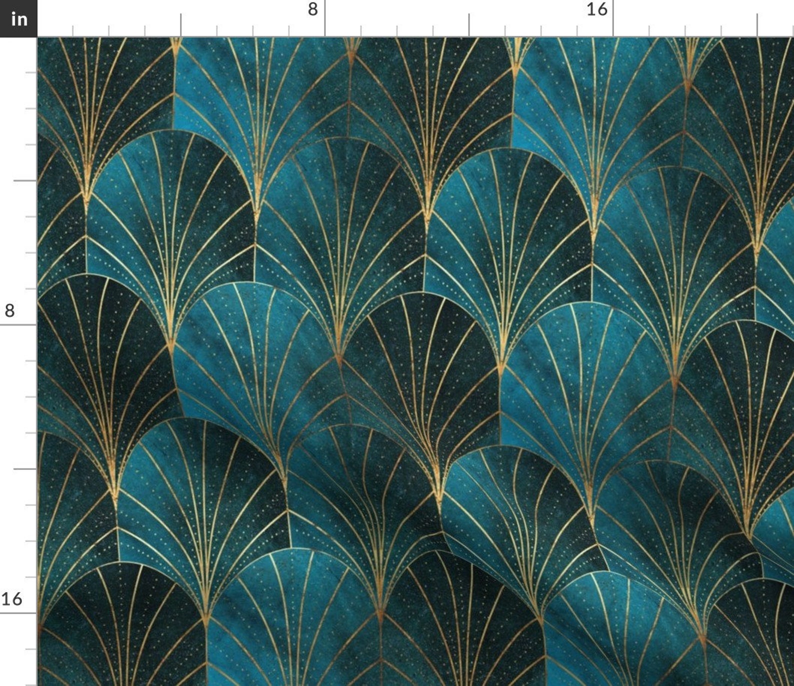 1920s Fans Fabric Art Deco by Thewellingtonboot Ombre Blue - Etsy