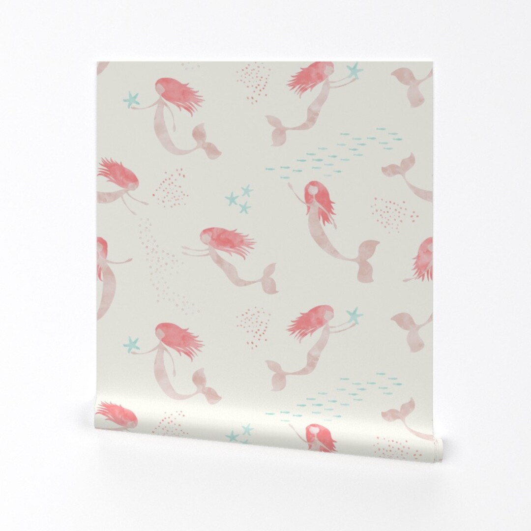 Mermaid Wallpaper Medium Watercolor Mermaid by - Etsy