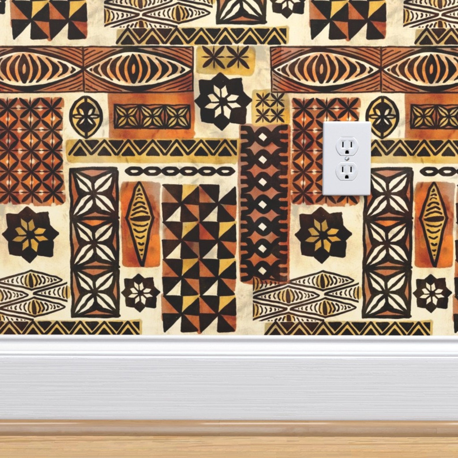 Hawaiian Tapa Wallpaper Mixed Tapa by Woodyworld Hawaiian | Etsy