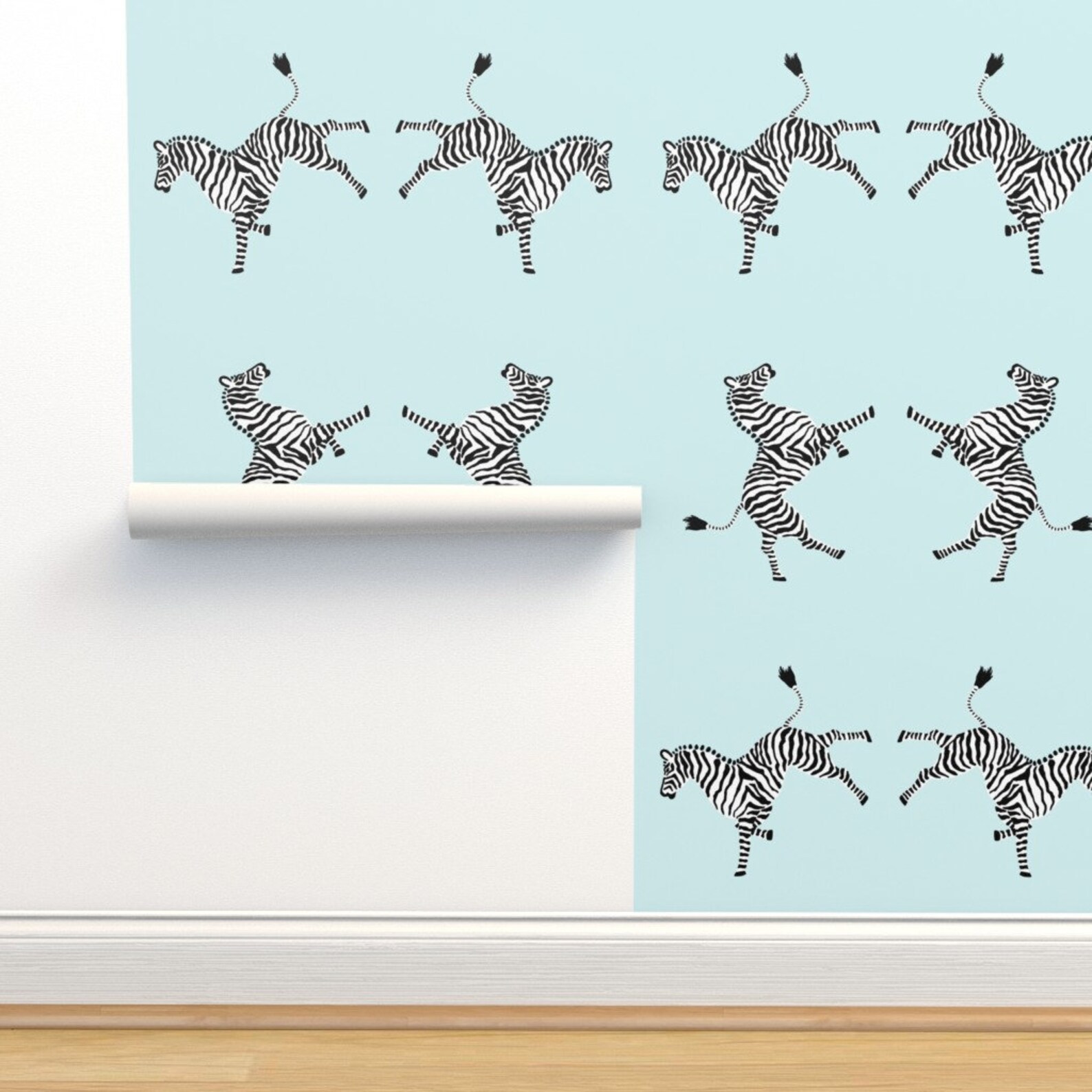 Zebra Wallpaper Zebra Hi5 Aqua by Danika Herrick Zebra - Etsy
