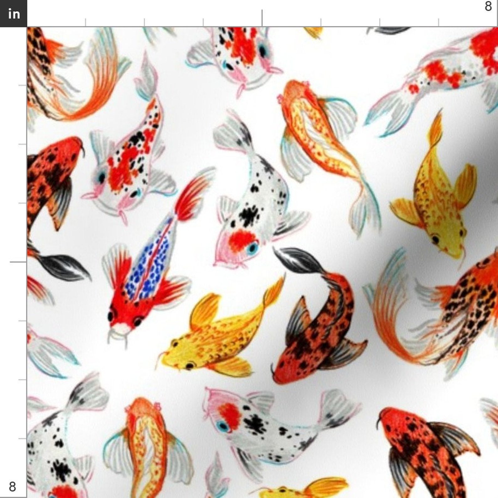 Koi Fish Fabric Koi by Jadegordon Koi Carp Goldfish Zen - Etsy