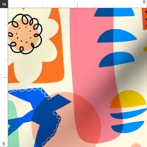 Bright Cubism Fabric - Abstract Shapes Fun Collage by Sandra Hutter ...