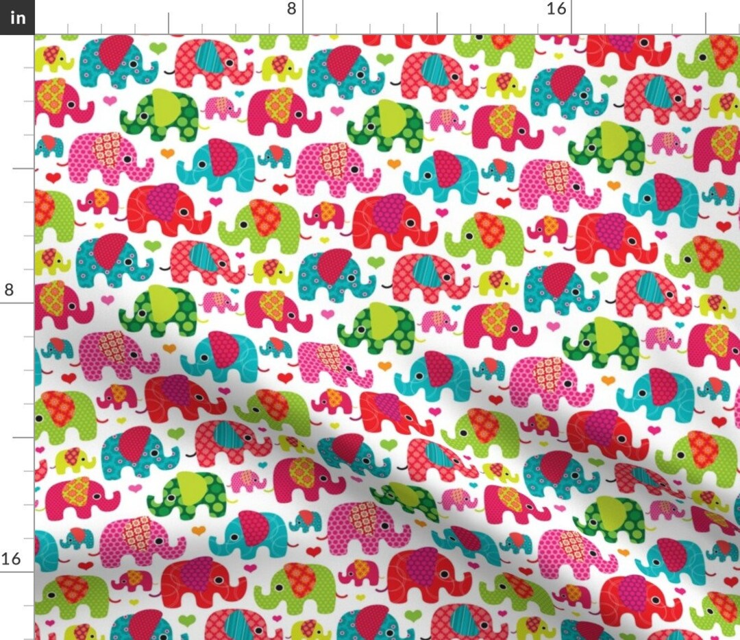 Elephant Pink Fabric Retro Kids Indian Elephant Pattern - Etsy