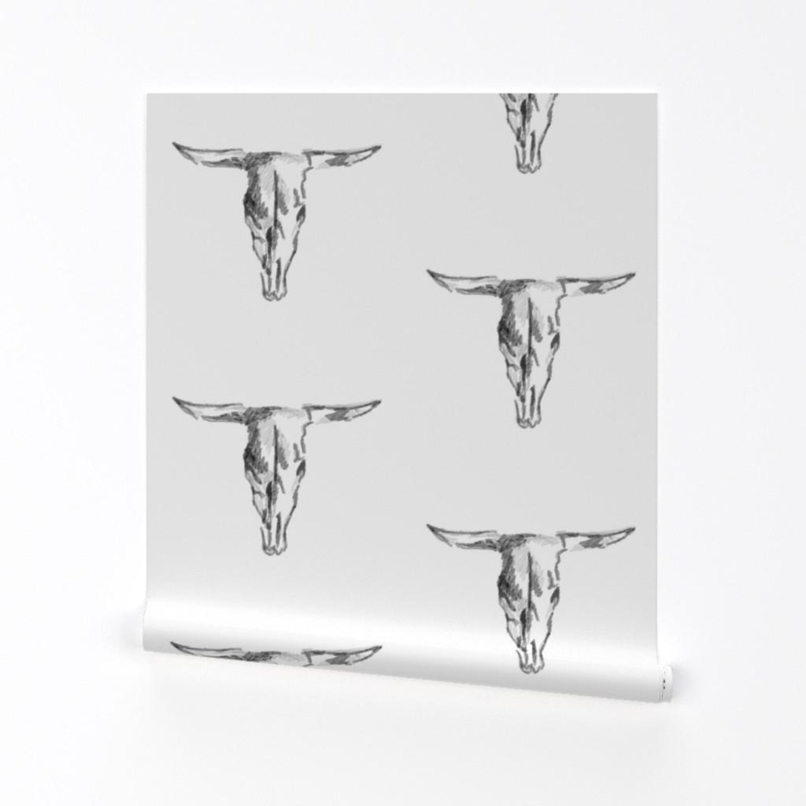 Cow Removable Peel and Stick Wallpaper - Skull Bull Black and White ...