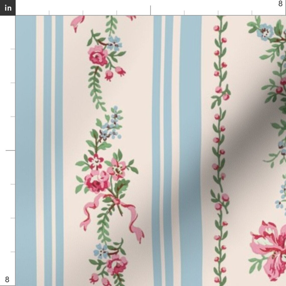 Regency Stripe Fabric Belvedere Floral by Peacoquettedesigns - Etsy