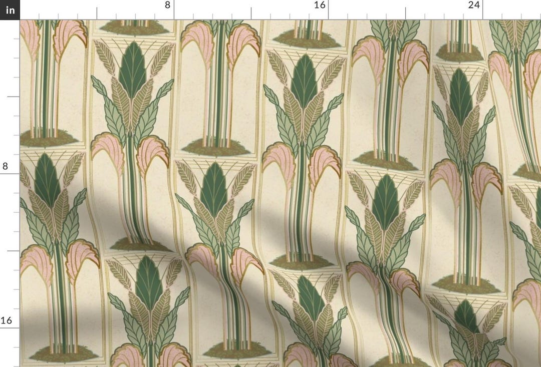 Art Nouveau Fabric Art Deco Palms by The_blue_snowdrop Art Deco Floral ...